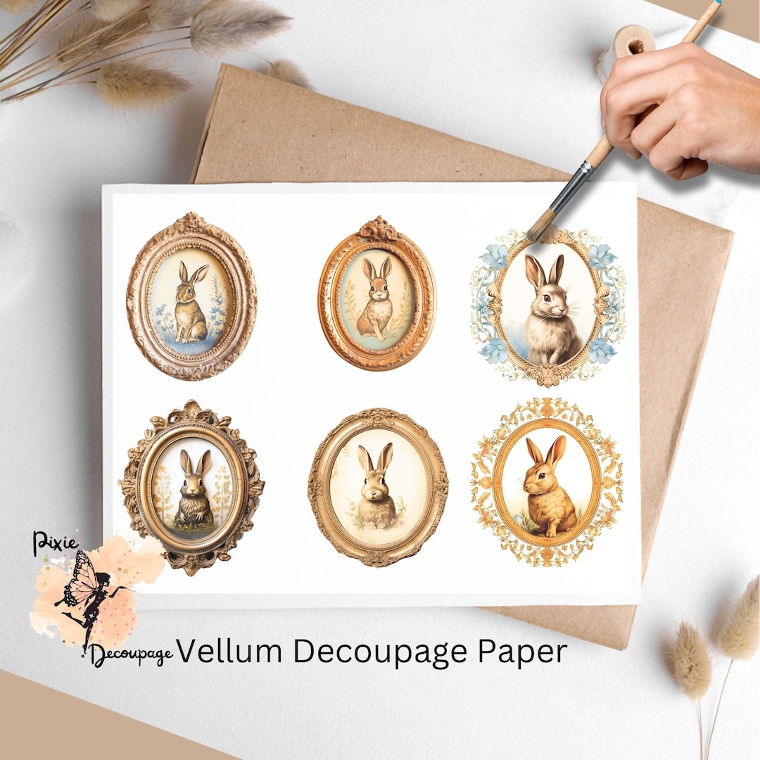 Vintage Framed Rabbit 2 Decoupage Paper US Letter Size, Shipped to You ...