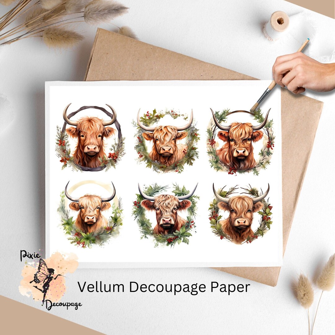 Highland Cow Collage 3, Decoupage Paper US Letter Size, Shipped to You ...