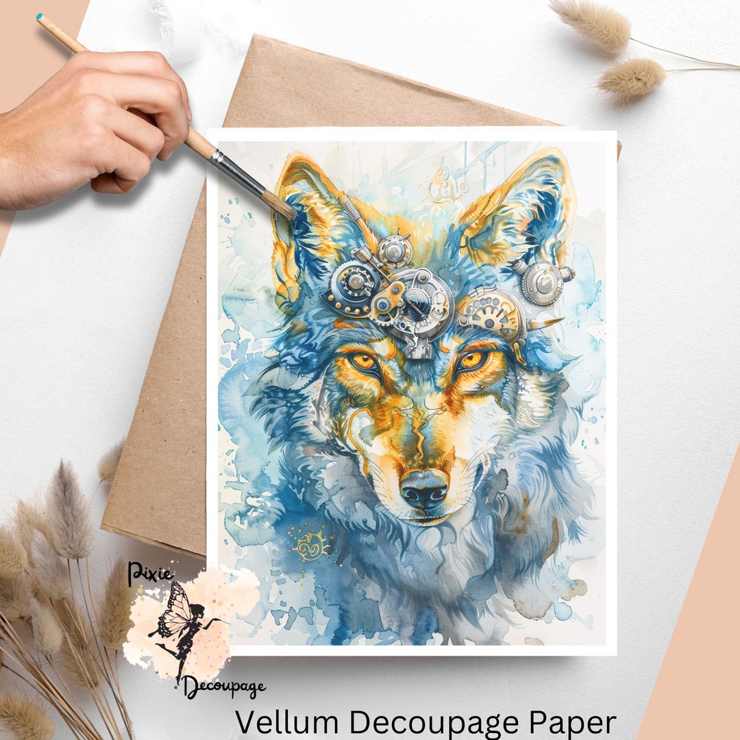 Steampunk Wolf 5 Vellum Decoupage Paper US Letter Size, Shipped to You ...