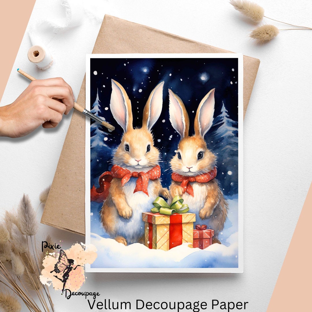Christmas Bunnies 3 Decoupage Paper US Letter Size, Shipped to You - Etsy