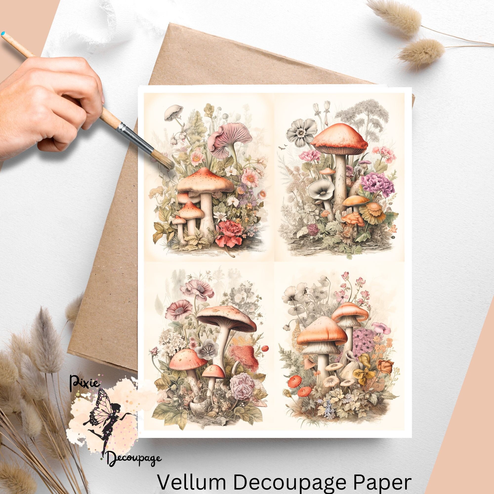 Mushrooms Collage 5, Decoupage Paper US Letter Size, Shipped to You - Etsy