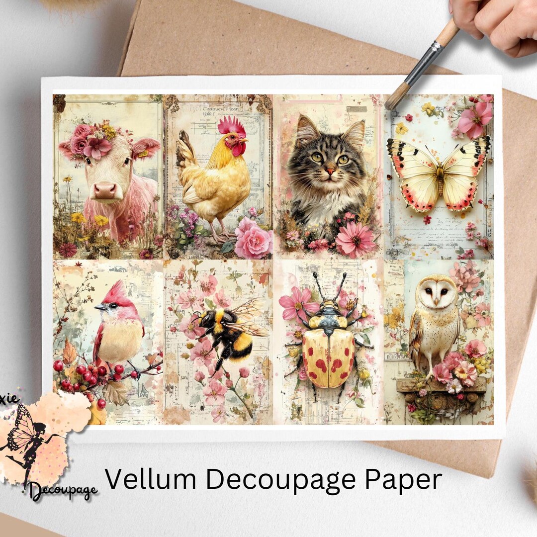 Shabby Chic Farm Animals 2 , One Sheet Decoupage Paper US Letter Size ...