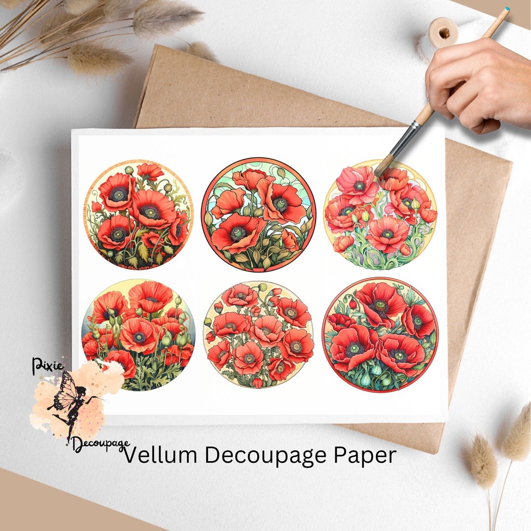 Poppies 2 Decoupage Paper US Letter Size, Shipped to You - Etsy