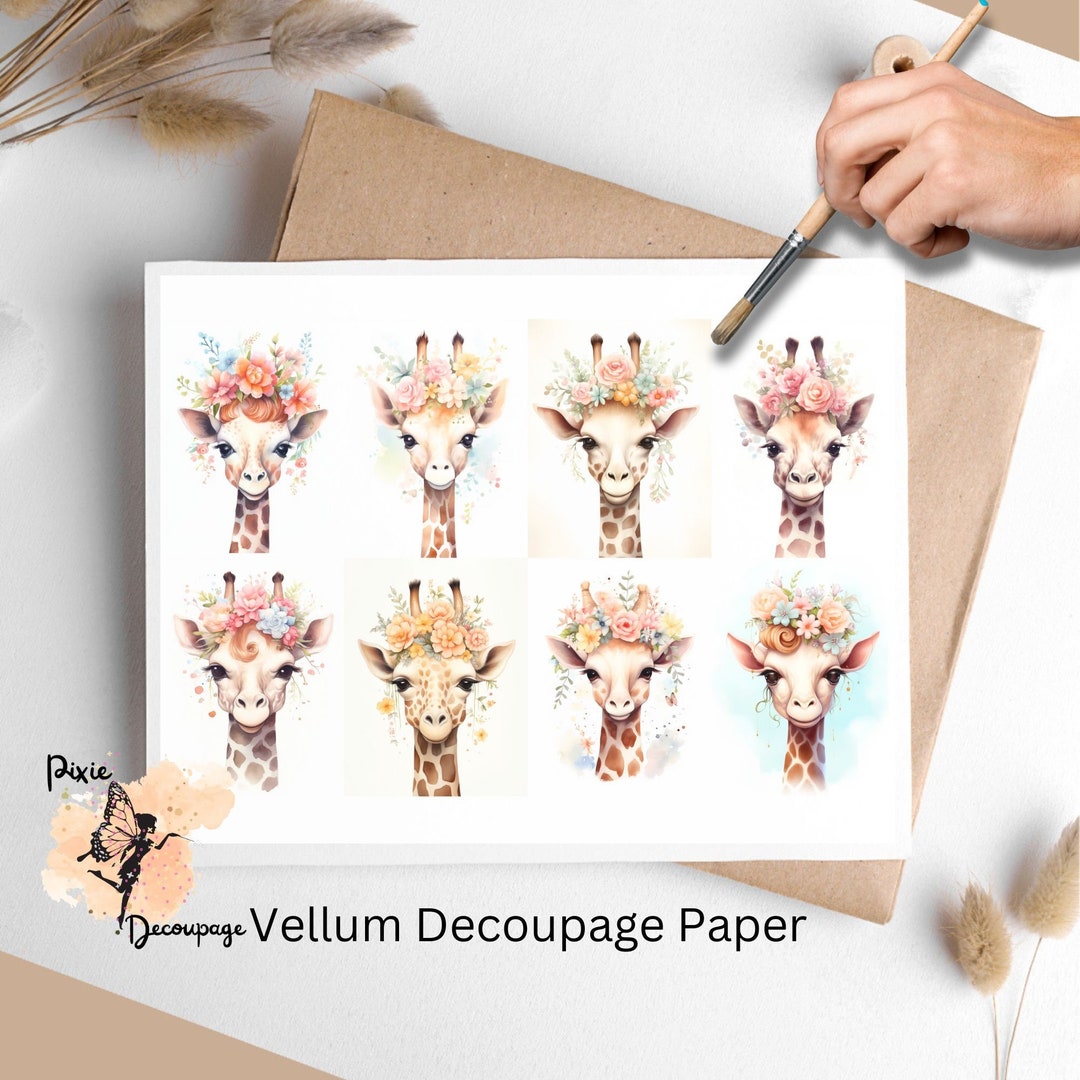 Giraffe Portrait Collage 1, Vellum Decoupage Paper US Letter Size ...