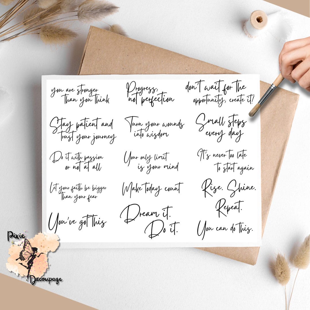 Inspirational Quotes 1, One Sheet Rice Paper US Letter Size - Etsy