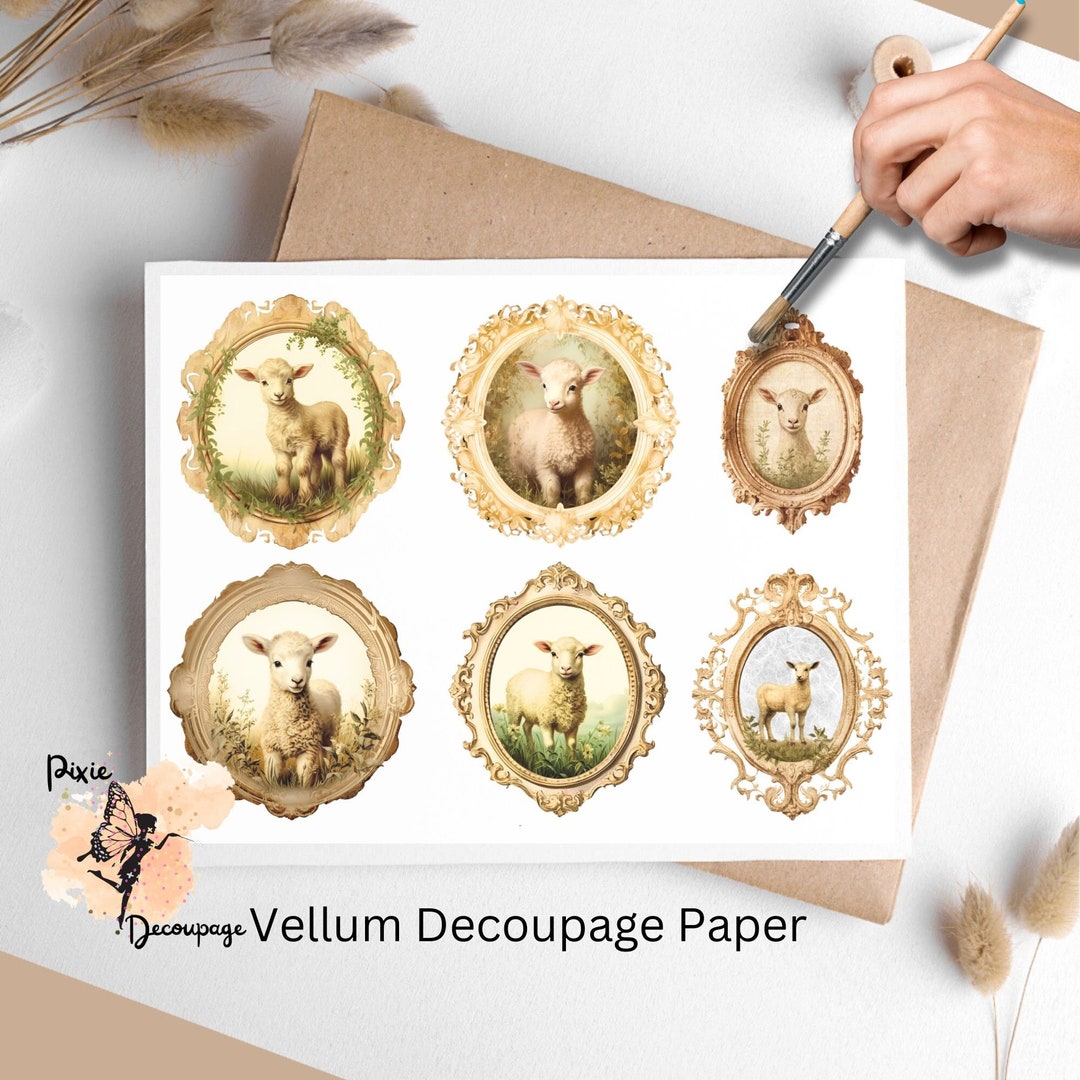 Vintage Framed Lamb 1 Decoupage Paper US Letter Size, Shipped to You - Etsy