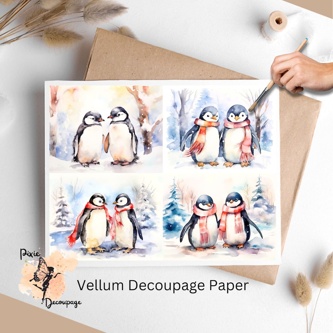 Penguins Collage 1, Vellum Decoupage Paper US Letter Size, Shipped to ...