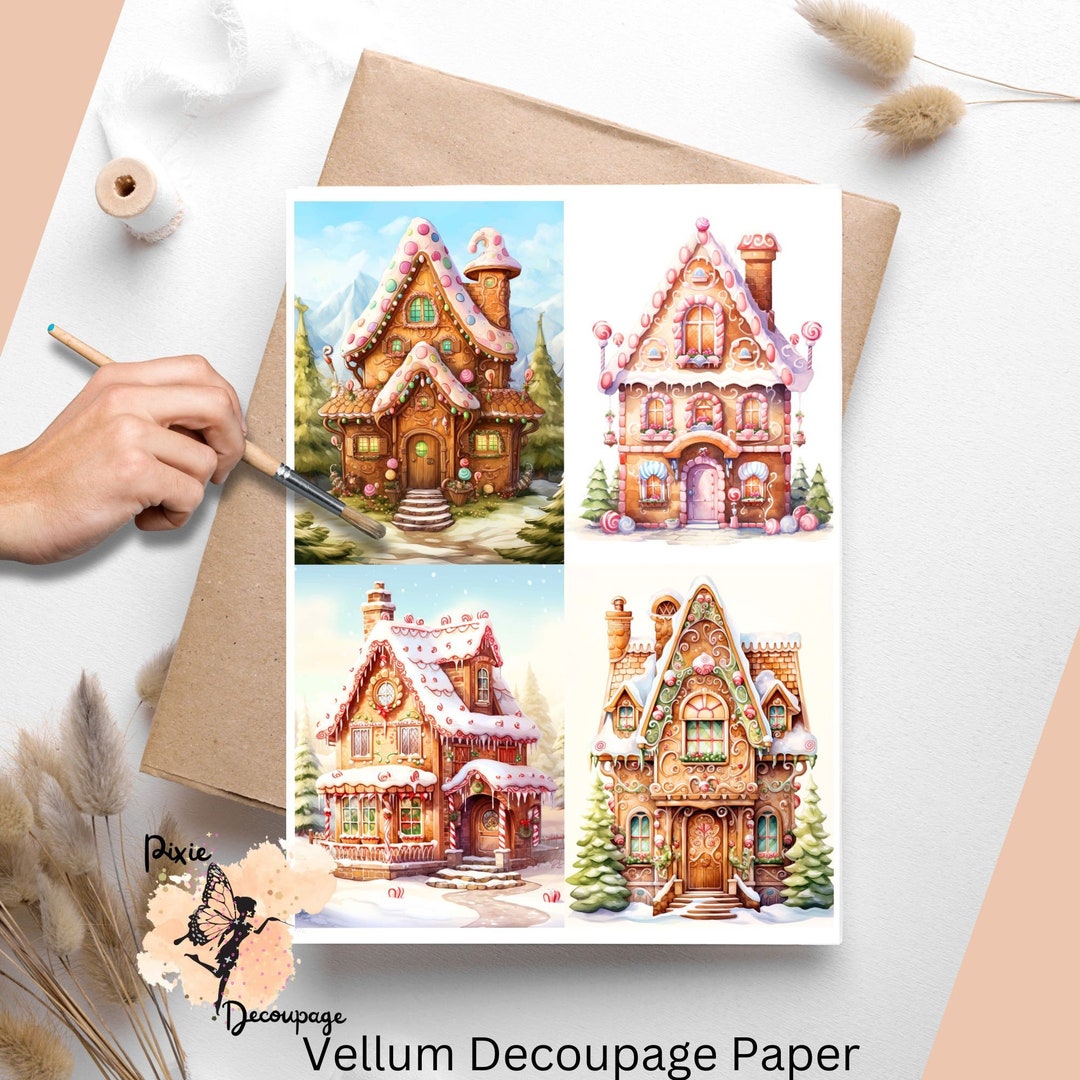 Gingerbread House Collage 2, Vellum Decoupage Paper US Letter Size ...