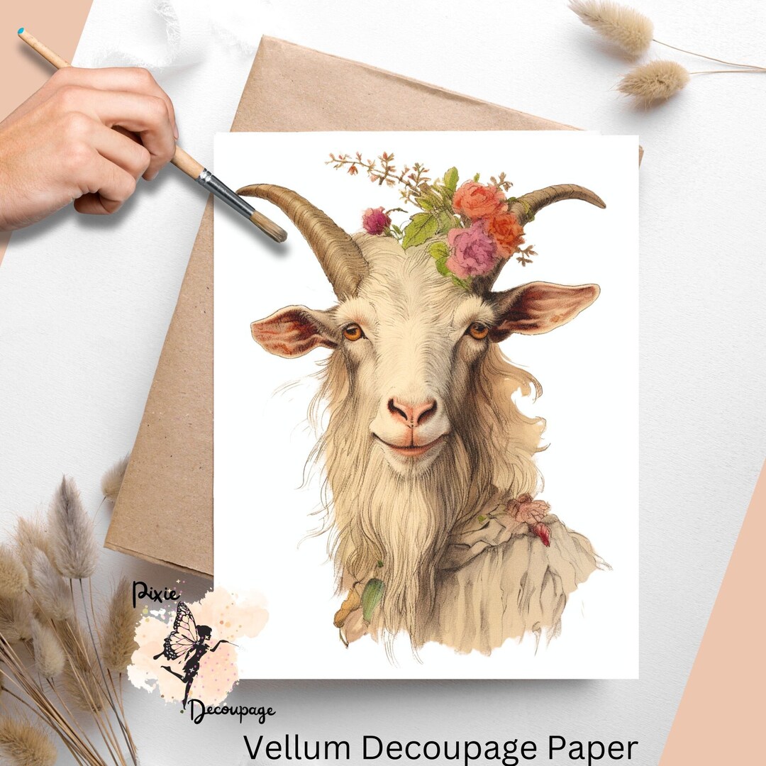 Vintage Goat 2, Vellum Decoupage Paper US Letter Size, Shipped to You ...