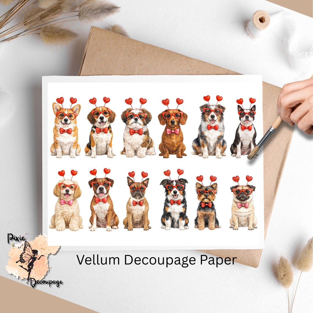 Valentine Dogs 1, One Sheet Decoupage Paper US Letter Size - Etsy