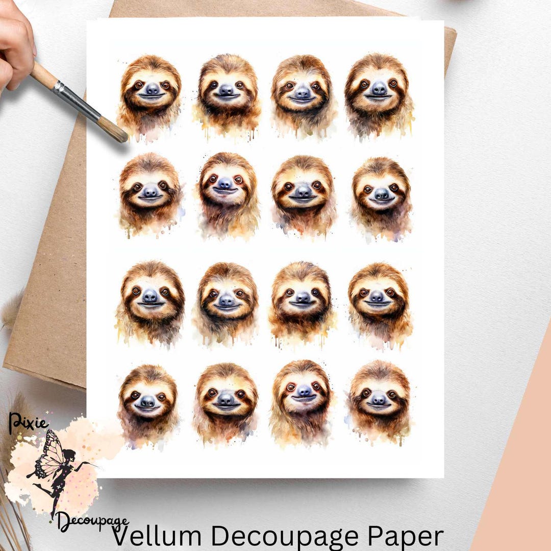 Sloth 2 Decoupage Paper US Letter Size, Shipped to You - Etsy
