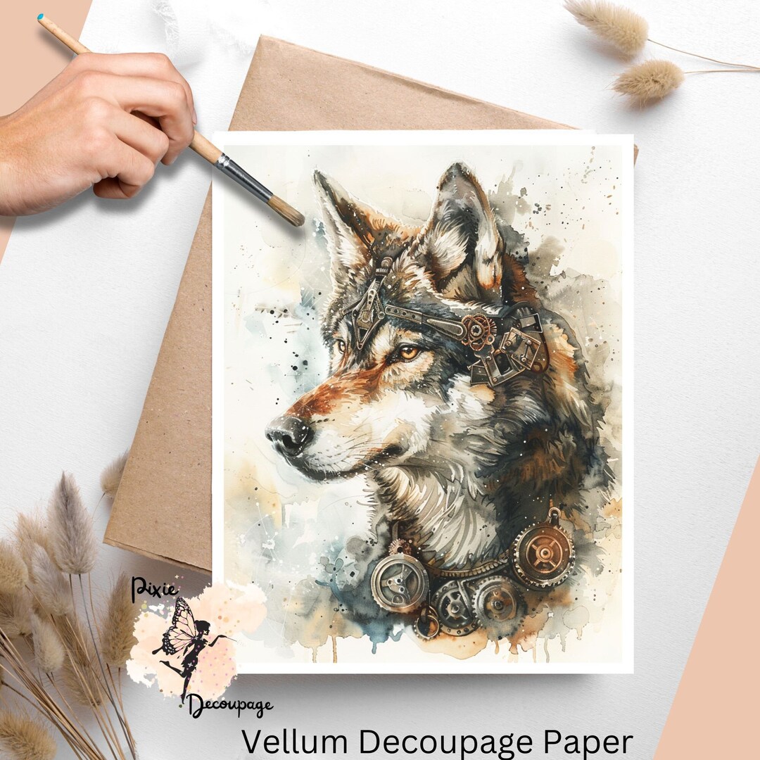 Steampunk Wolf 6 Vellum Decoupage Paper US Letter Size, Shipped to You ...