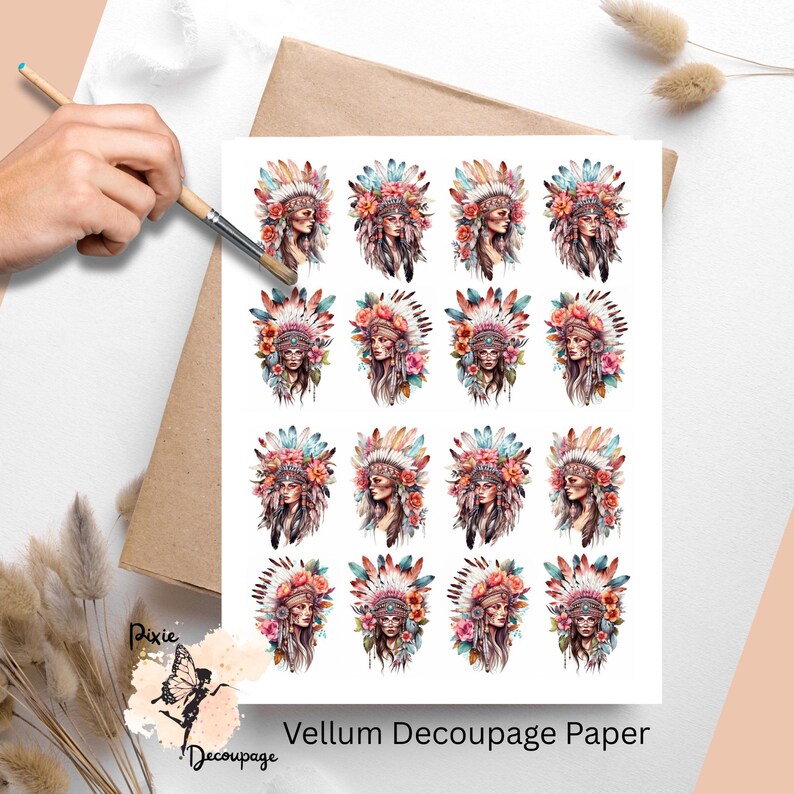 Boho Girl 2,one Sheet Decoupage Paper US Letter Size - Etsy