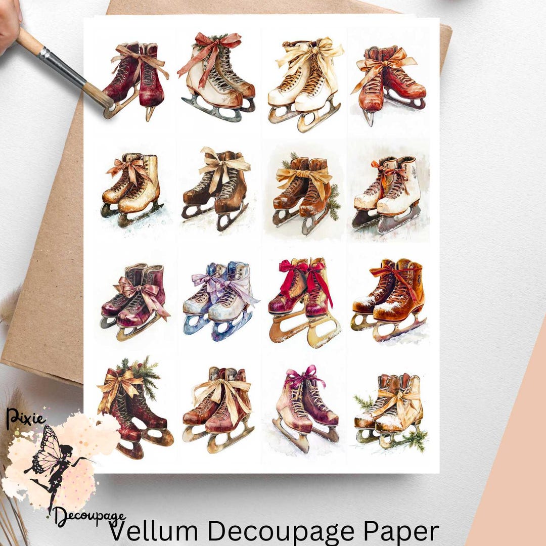Vintage Ice Skates 1 , One Sheet Decoupage Paper US Letter Size - Etsy