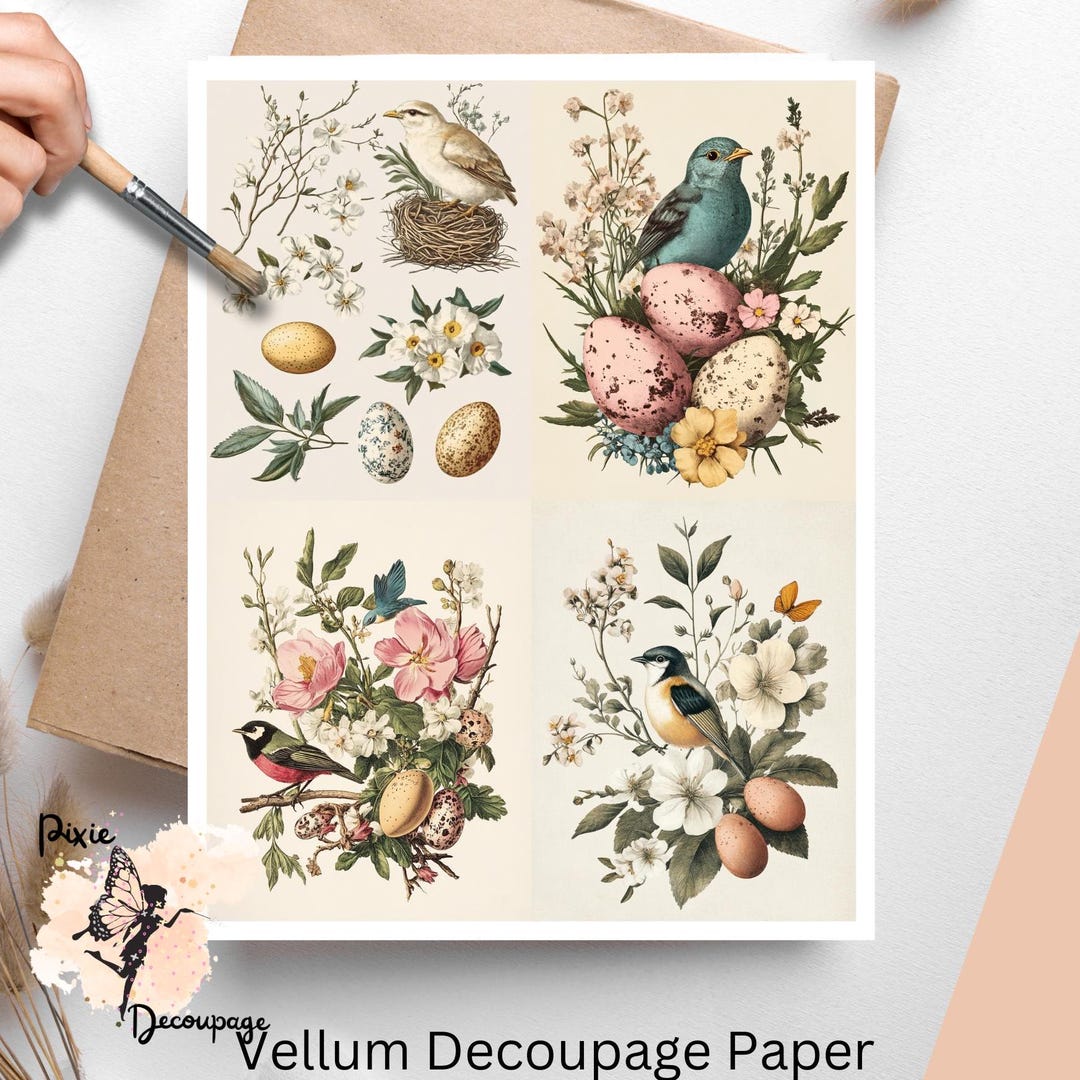 Easter Scenes Collage 6 Vellum Decoupage Paper Us Letter Size Shipped