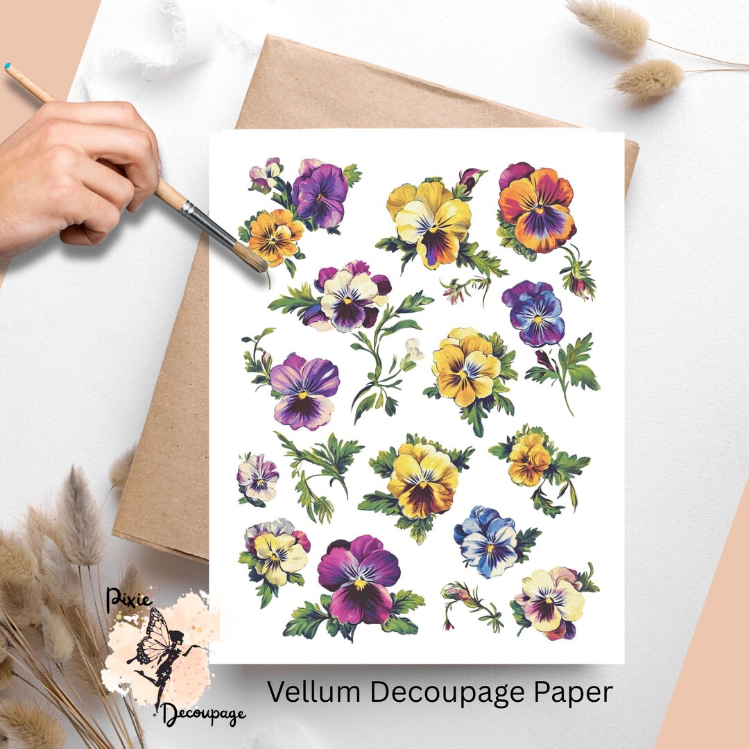 Vintage Pansies 1, One Sheet Rice Paper US Letter Size - Etsy