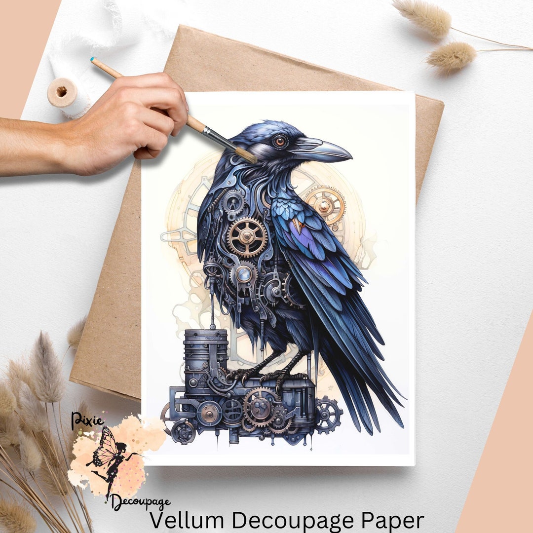 Steampunk Raven 6 Vellum Decoupage Paper US Letter Size, Shipped to You ...