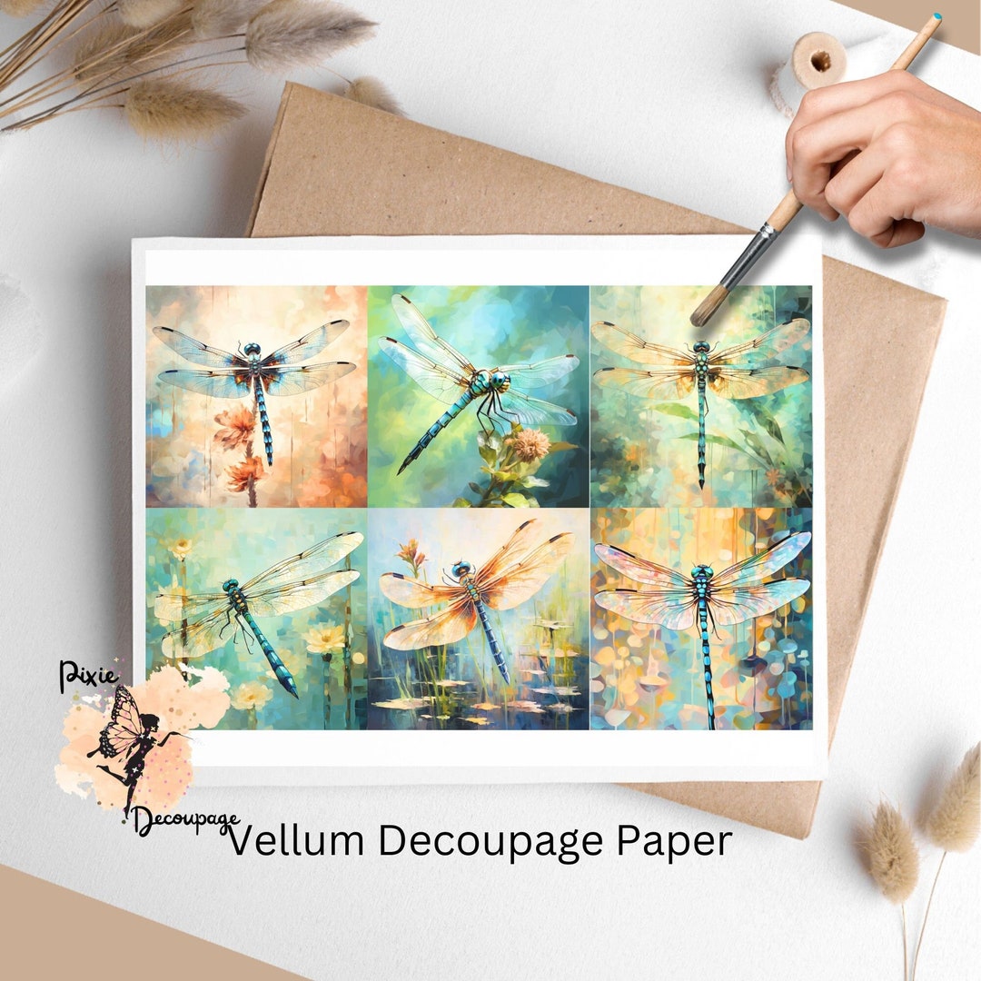 Dragonfly Collage 3, Vellum Decoupage Paper US Letter Size, Shipped to ...