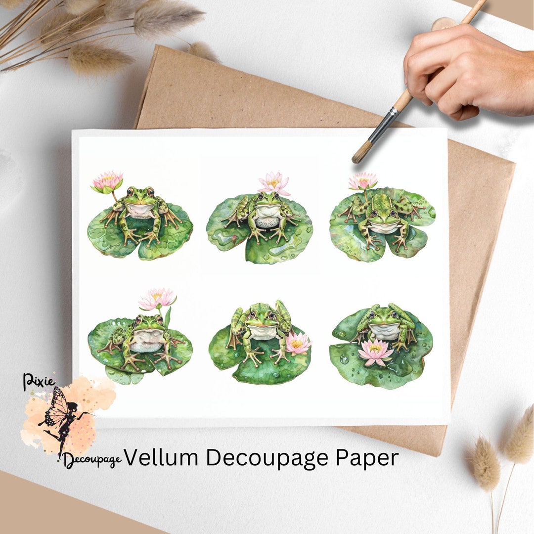 Frog on Lilypad Collage 3, Decoupage Paper US Letter Size, Shipped to ...