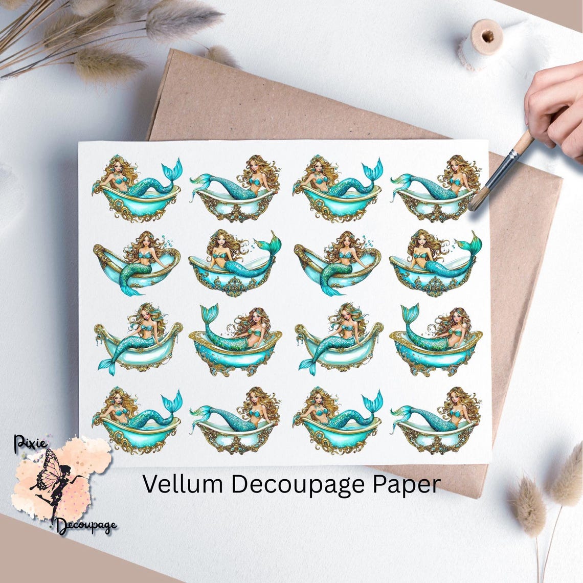 Mermaid in Bathtub 2, One Sheet Decoupage Paper US Letter Size - Etsy UK