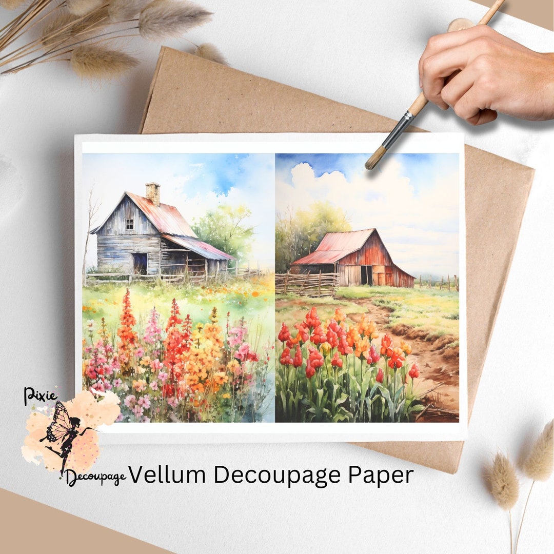 Shed on a Farm Collage 3, Decoupage Paper US Letter Size, Shipped to ...