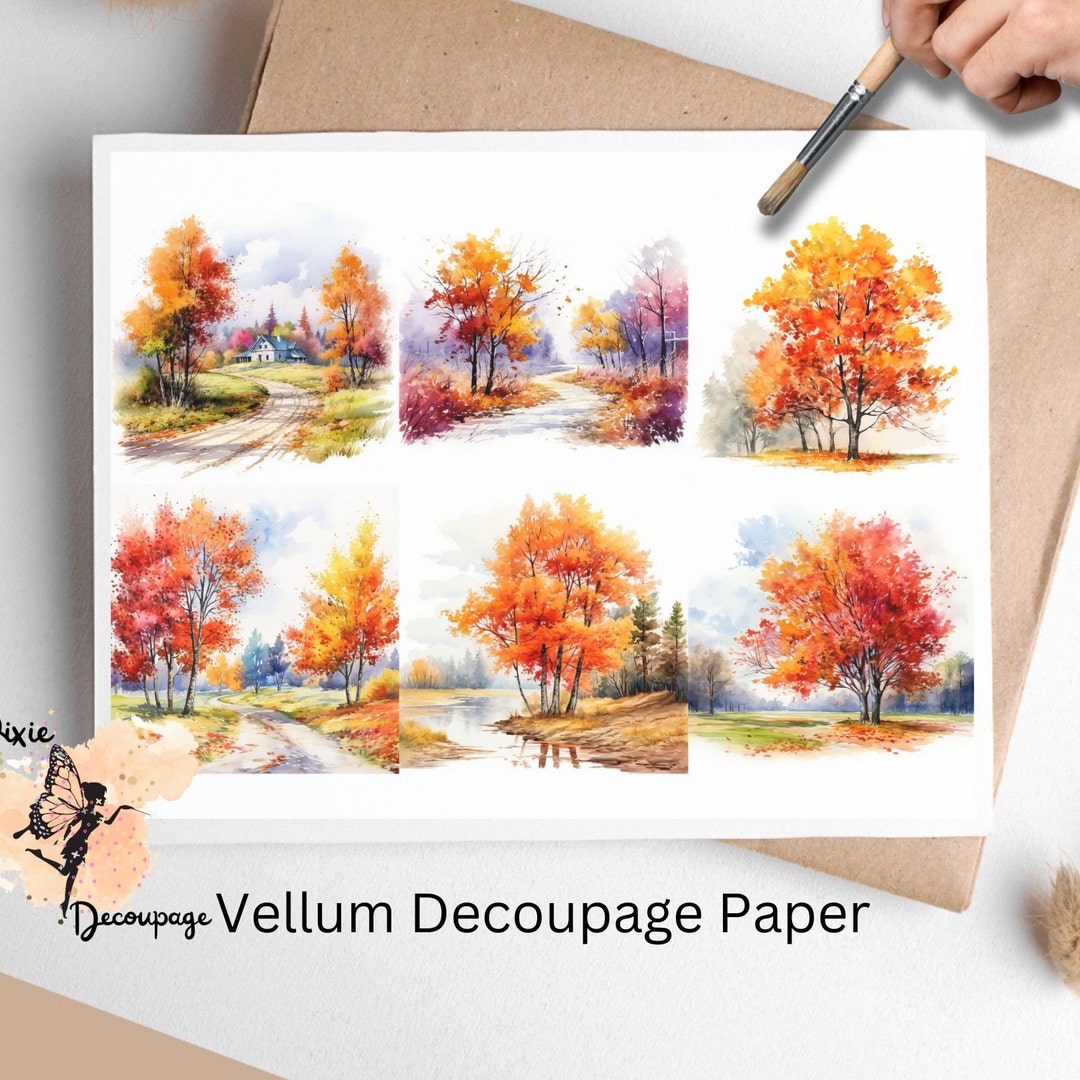 Fall Trees Collage 2, Vellum Decoupage Paper US Letter Size, Shipped to ...