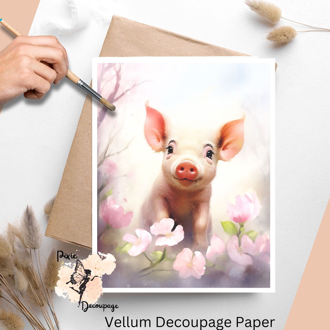 Pig in Spring 3 , One Sheet Decoupage Paper US Letter Size - Etsy
