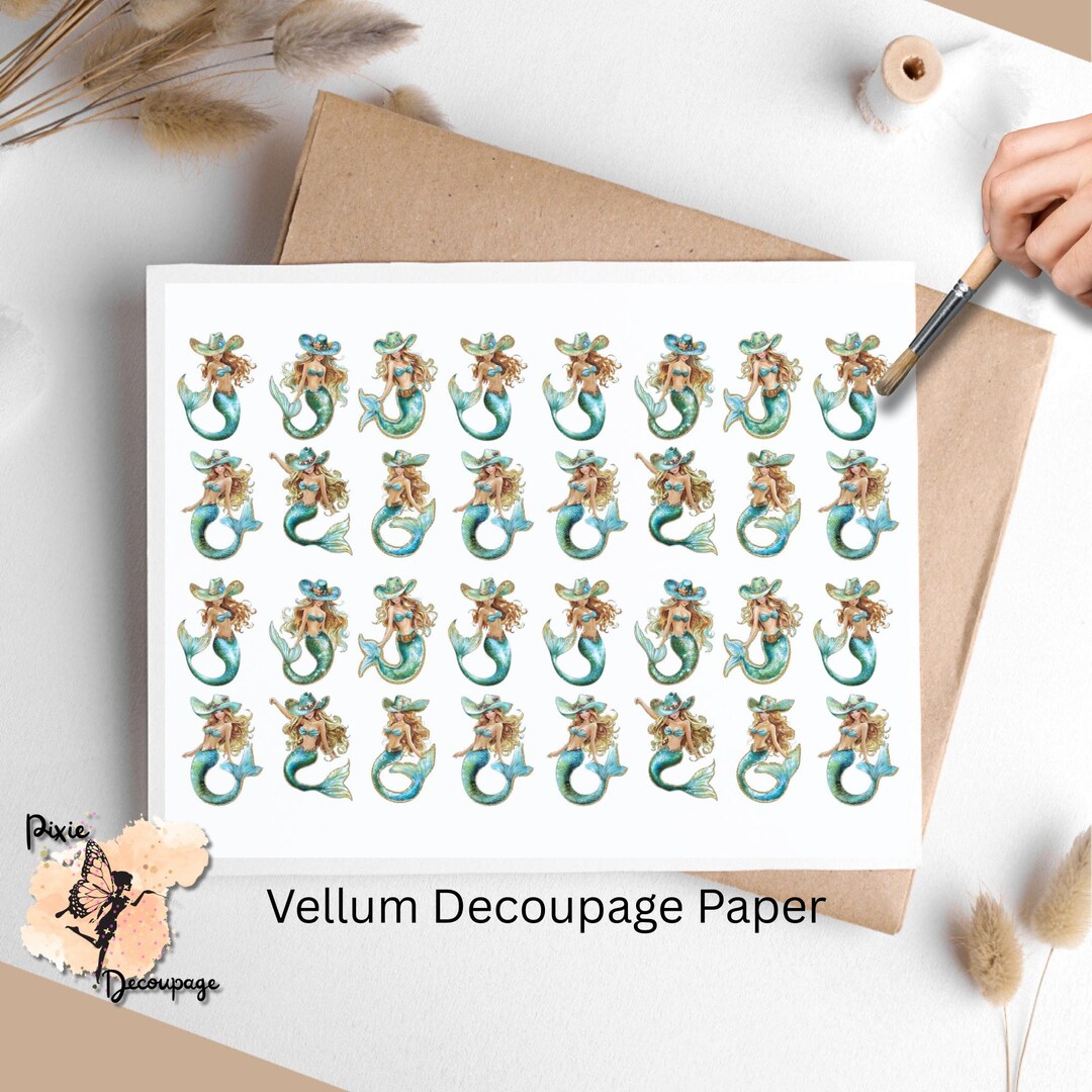 Cowboy Mermaid 3, One Sheet Decoupage Paper US Letter Size - Etsy