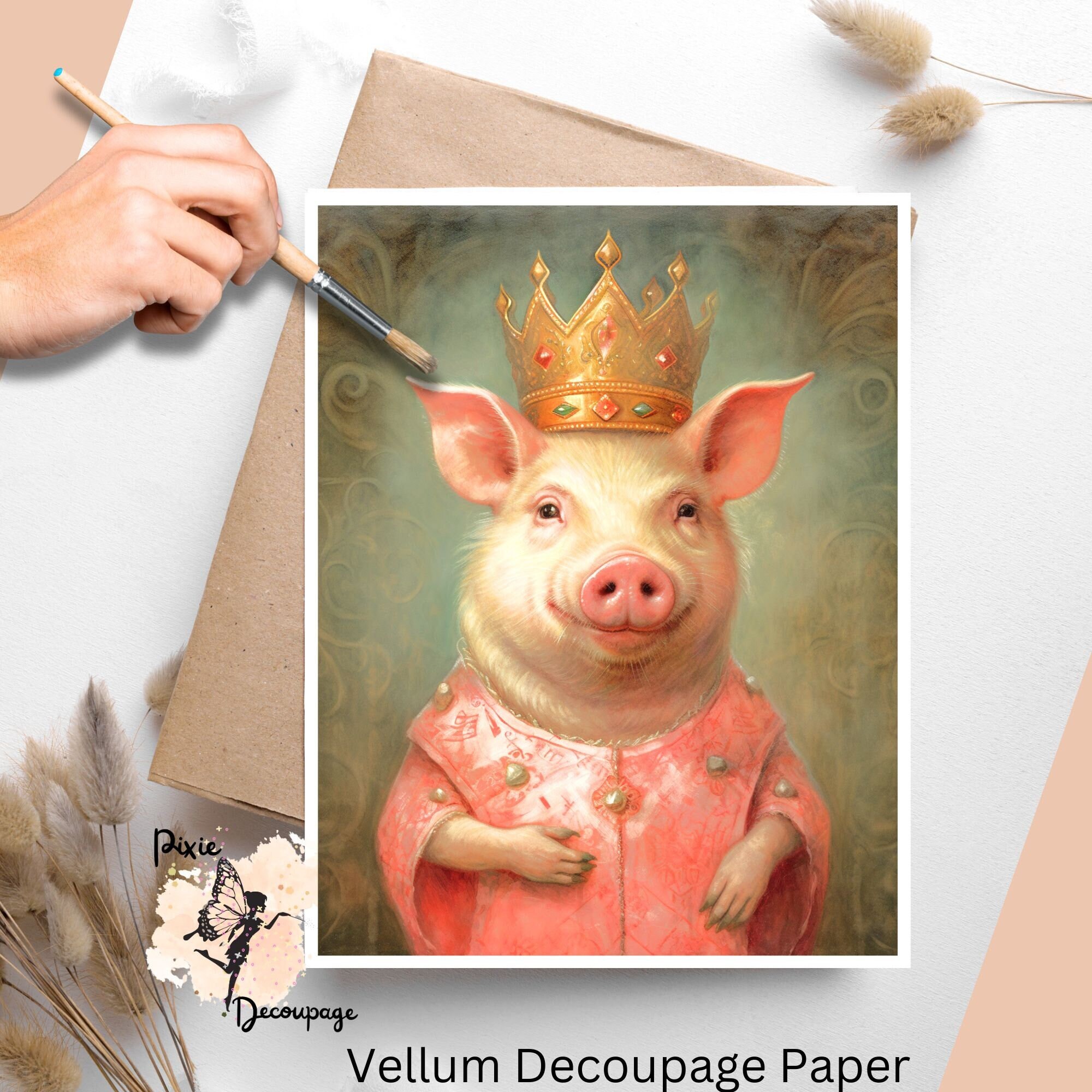 Queen Pig 1, Decoupage Paper US Letter Size, Shipped to You - Etsy