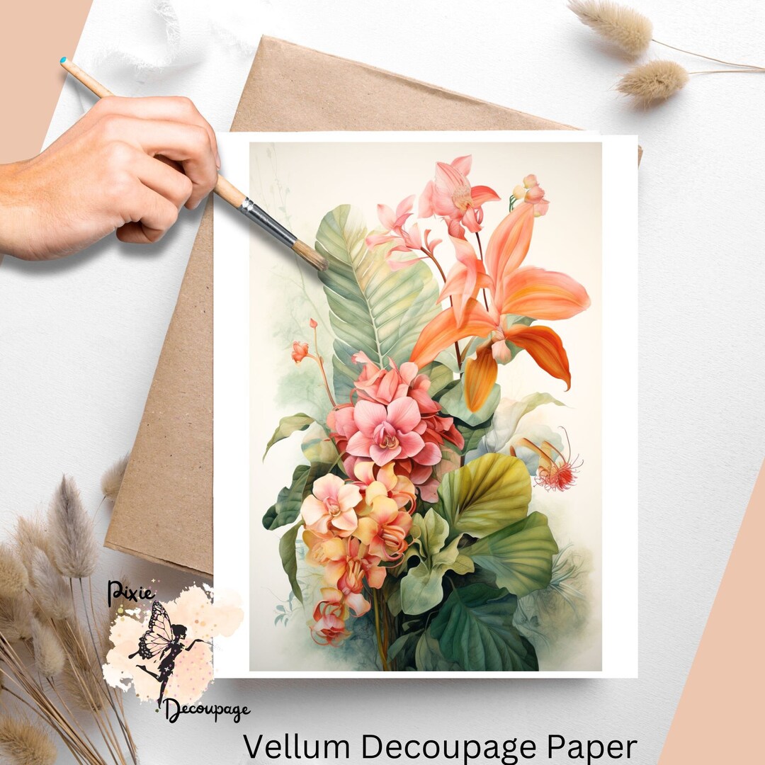 Botanical 6, Vellum Decoupage Paper US Letter Size, Shipped to You - Etsy