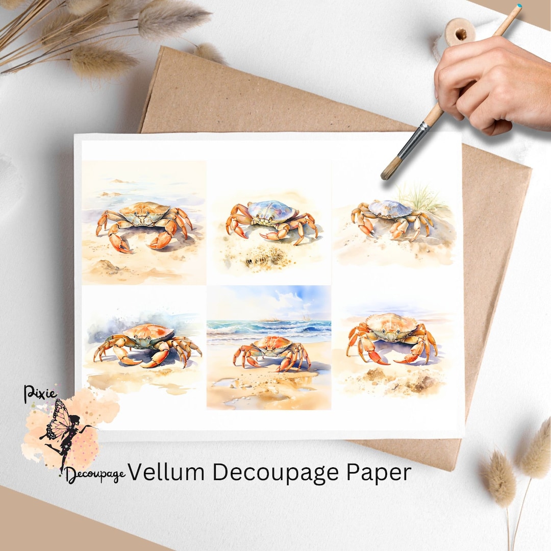 Crab Collage 2, Vellum Decoupage Paper US Letter Size, Shipped to You ...