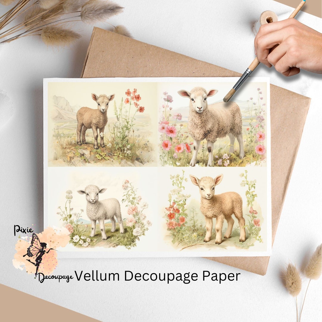 Vintage Lamb Collage 6, Decoupage Paper US Letter Size, Shipped to You ...