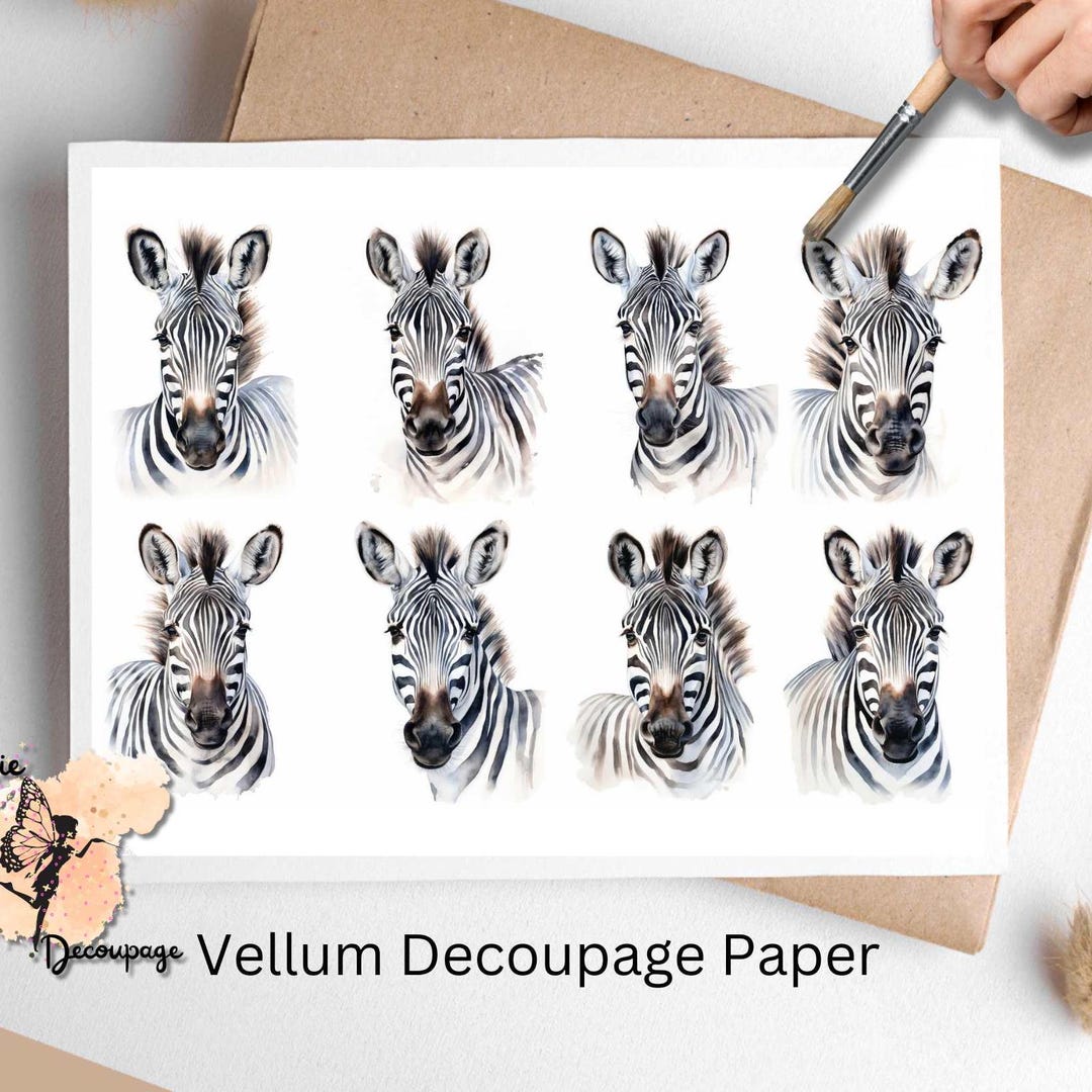 Zebra Collage 1, Vellum Decoupage Paper US Letter Size, Shipped to You ...