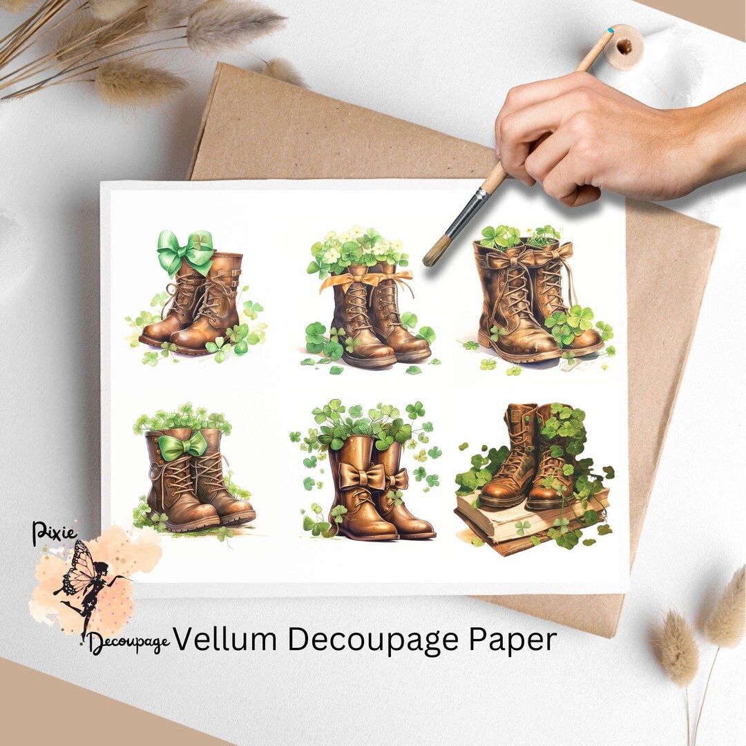 St.patrick's Day Boots Collage 2, Vellum Decoupage Paper US Letter Size ...