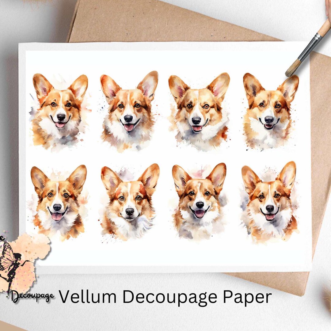Corgi Collage 1, Vellum Decoupage Paper US Letter Size, Shipped to You ...