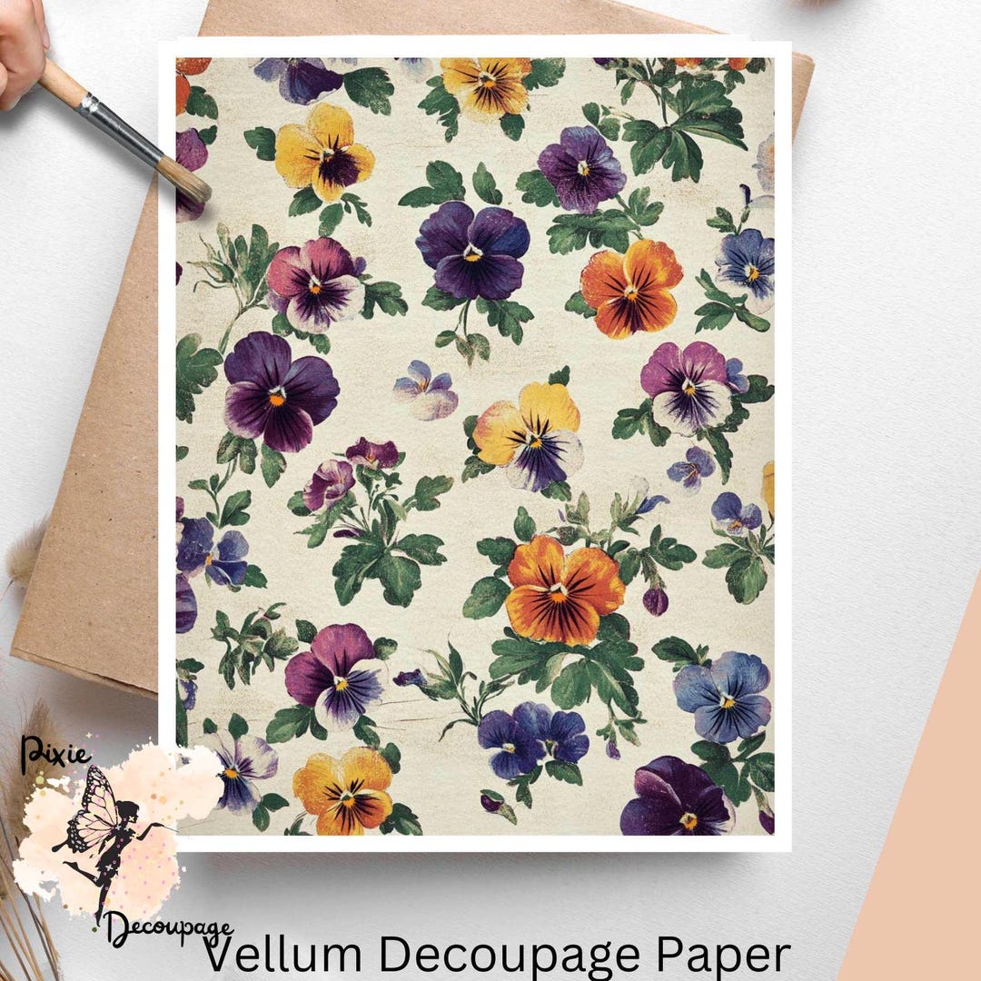 Vintage Pansies 3 Decoupage Paper US Letter Size, Shipped to You - Etsy