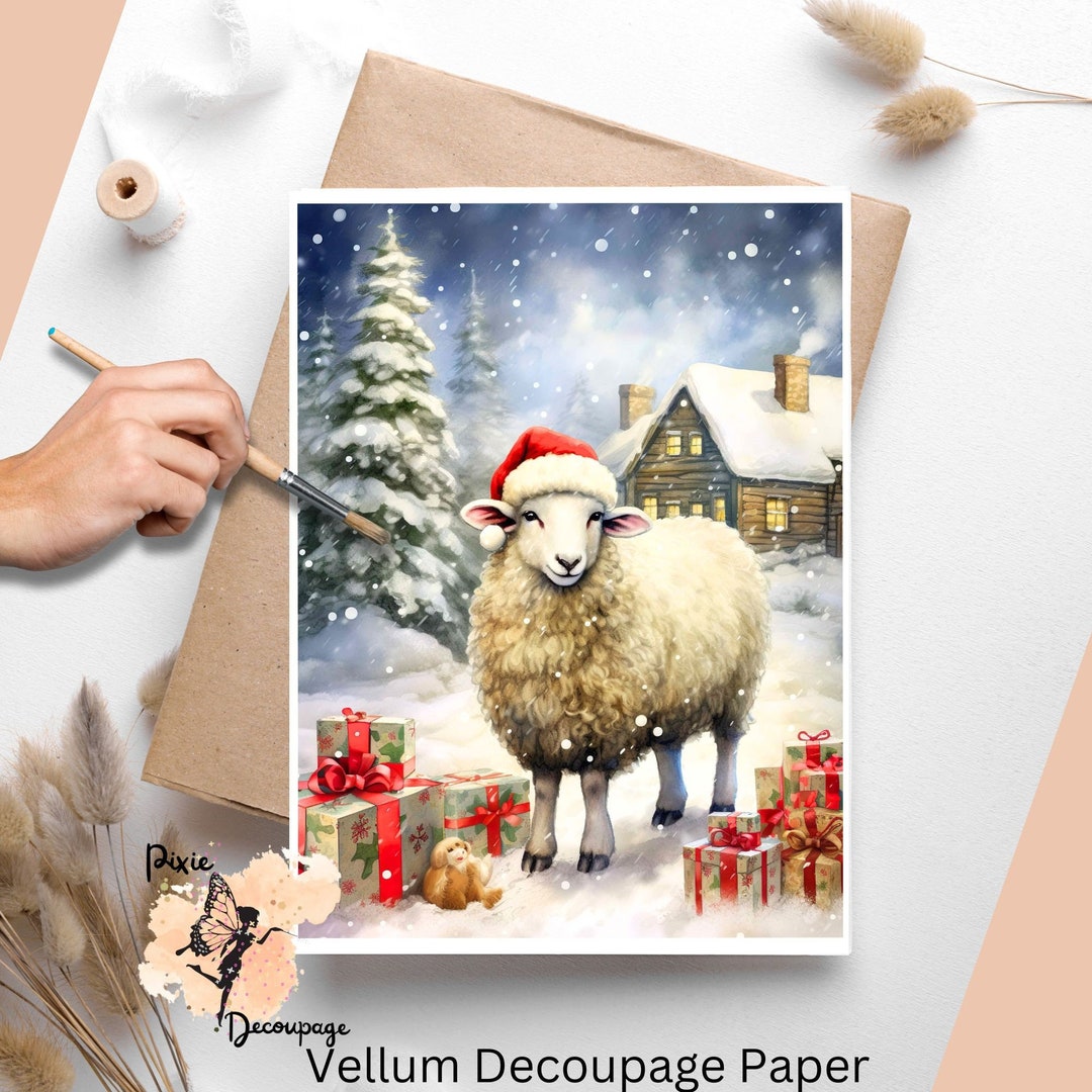 Christmas Sheep 1, Vellum Decoupage Paper US Letter Size, Shipped to ...