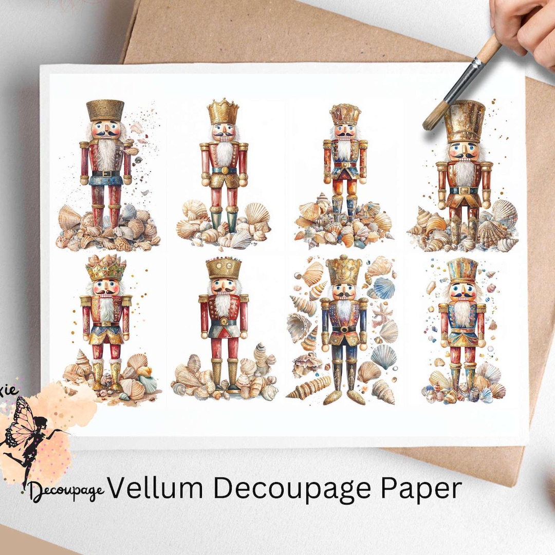Nutcracker With Seashells Collage 2, Vellum Decoupage Paper US Letter ...