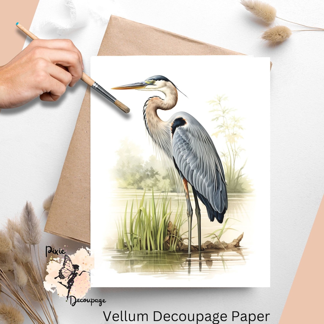 Blue Heron 1 Decoupage Paper US Letter Size, Shipped to You - Etsy