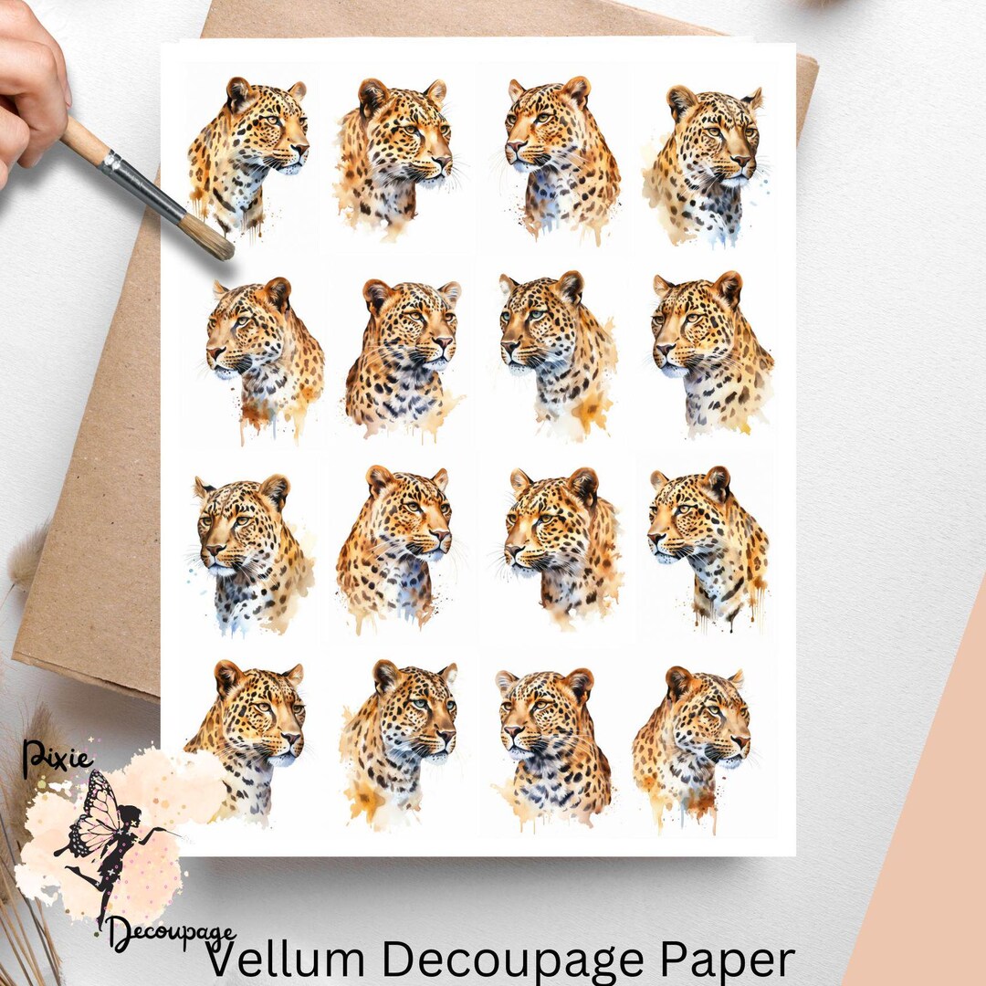 Leopard Collage 2, Vellum Decoupage Paper US Letter Size, Shipped to ...