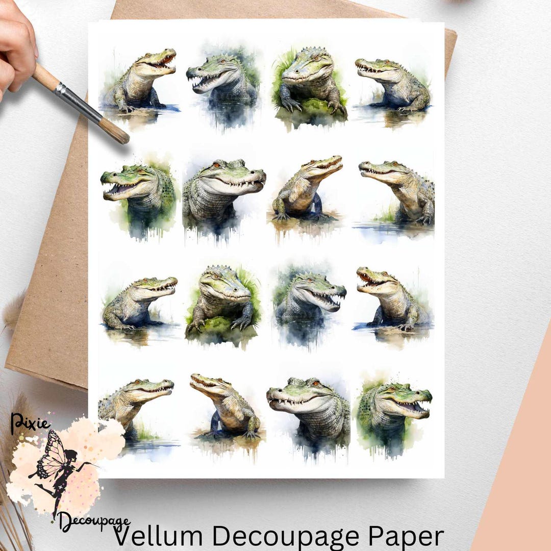 Crocodile Collage 2, Vellum Decoupage Paper US Letter Size, Shipped to ...