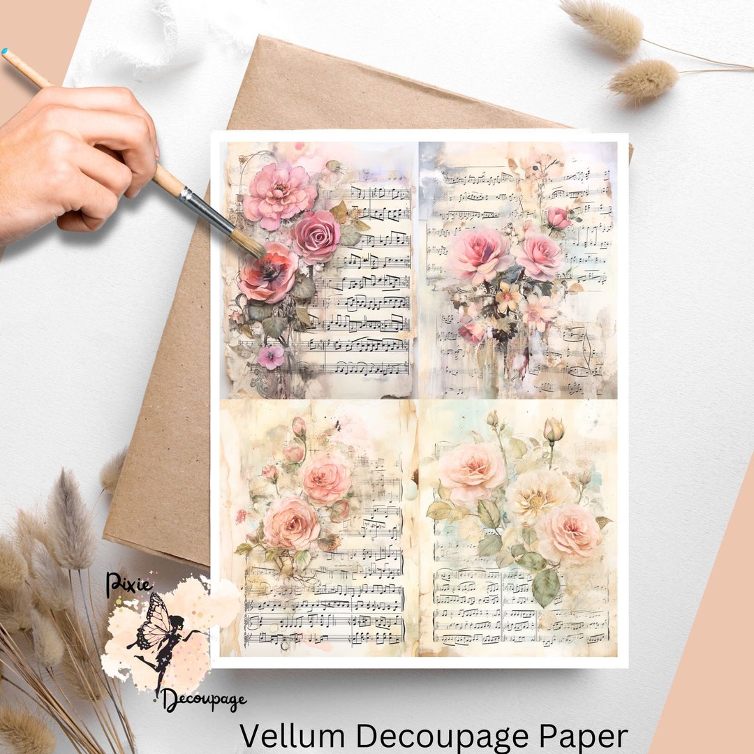 Roses Altered Art Collage 2 Vellum Decoupage Paper Us Letter Size