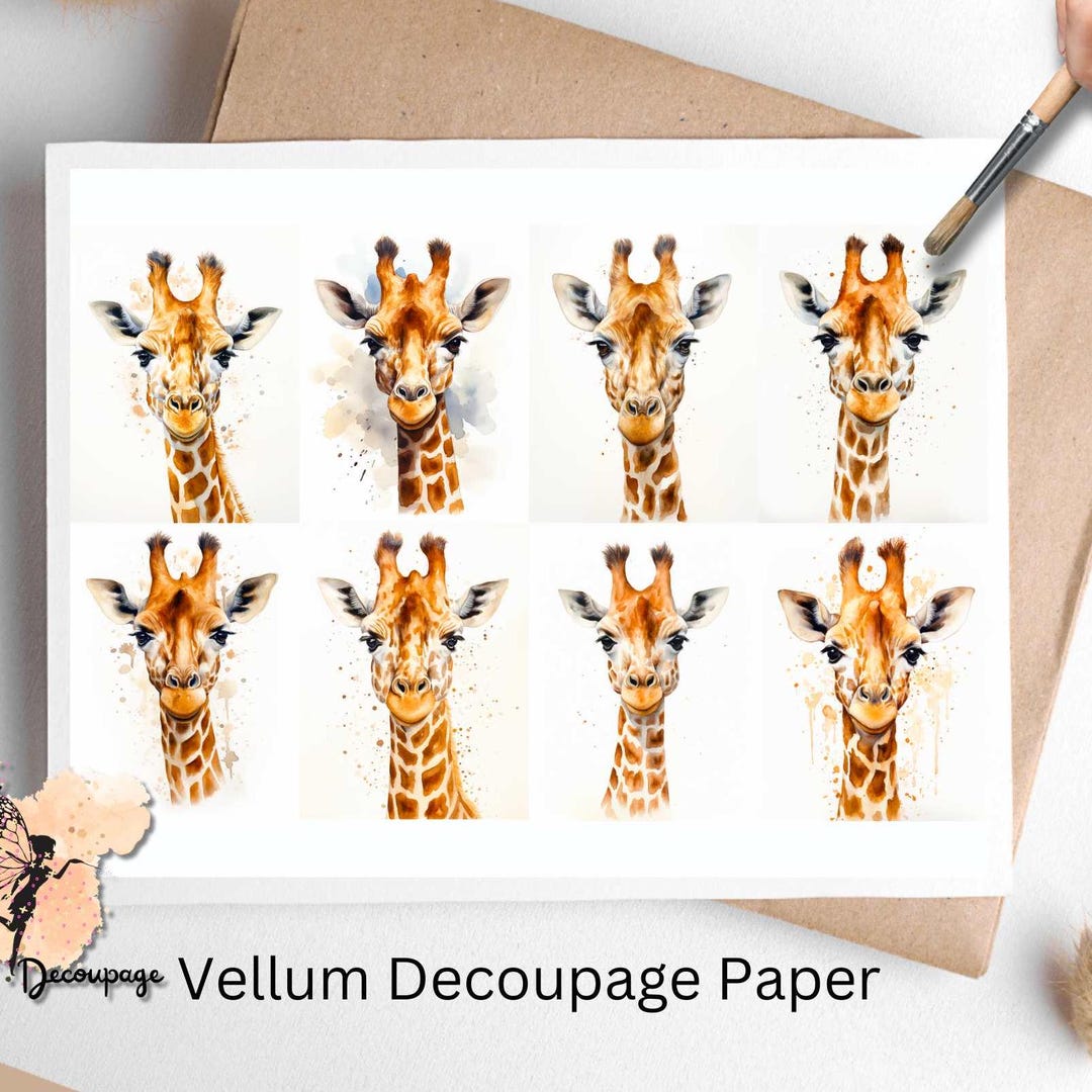 Giraffe Collage 1, Vellum Decoupage Paper US Letter Size, Shipped to ...