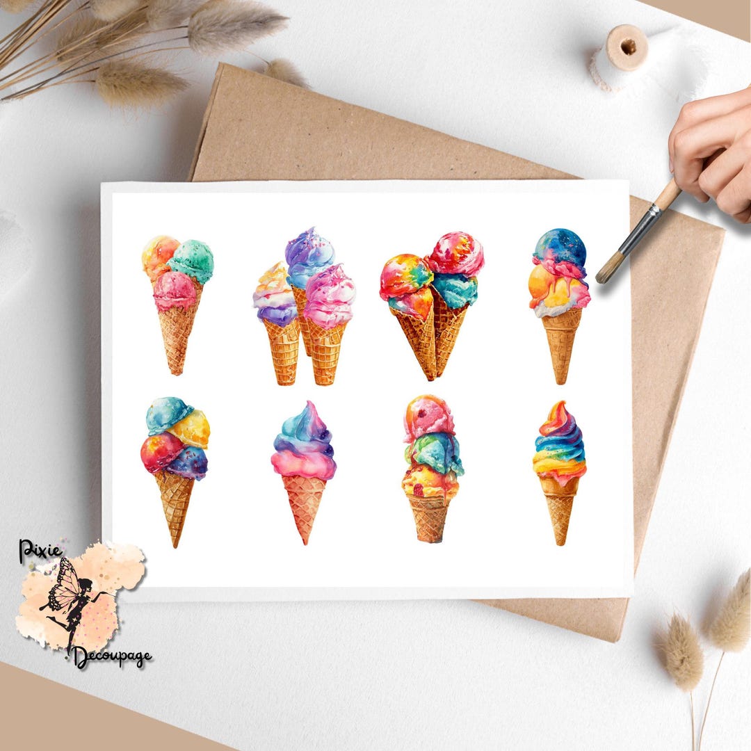 Ice Cream 1 Decoupage Paper US Letter Size, Shipped to You - Etsy