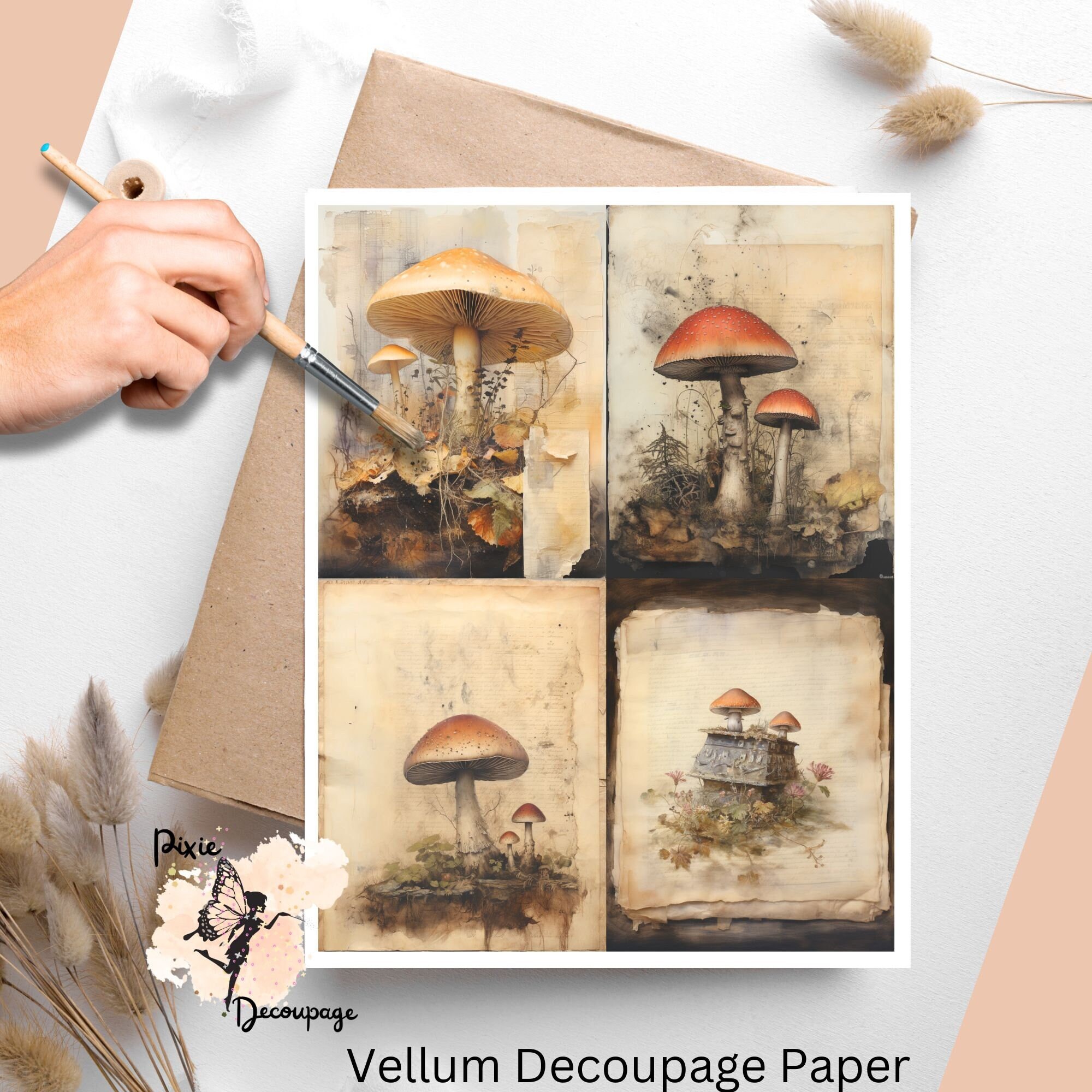 Mushrooms Collage 2, Decoupage Paper US Letter Size, Shipped to You - Etsy