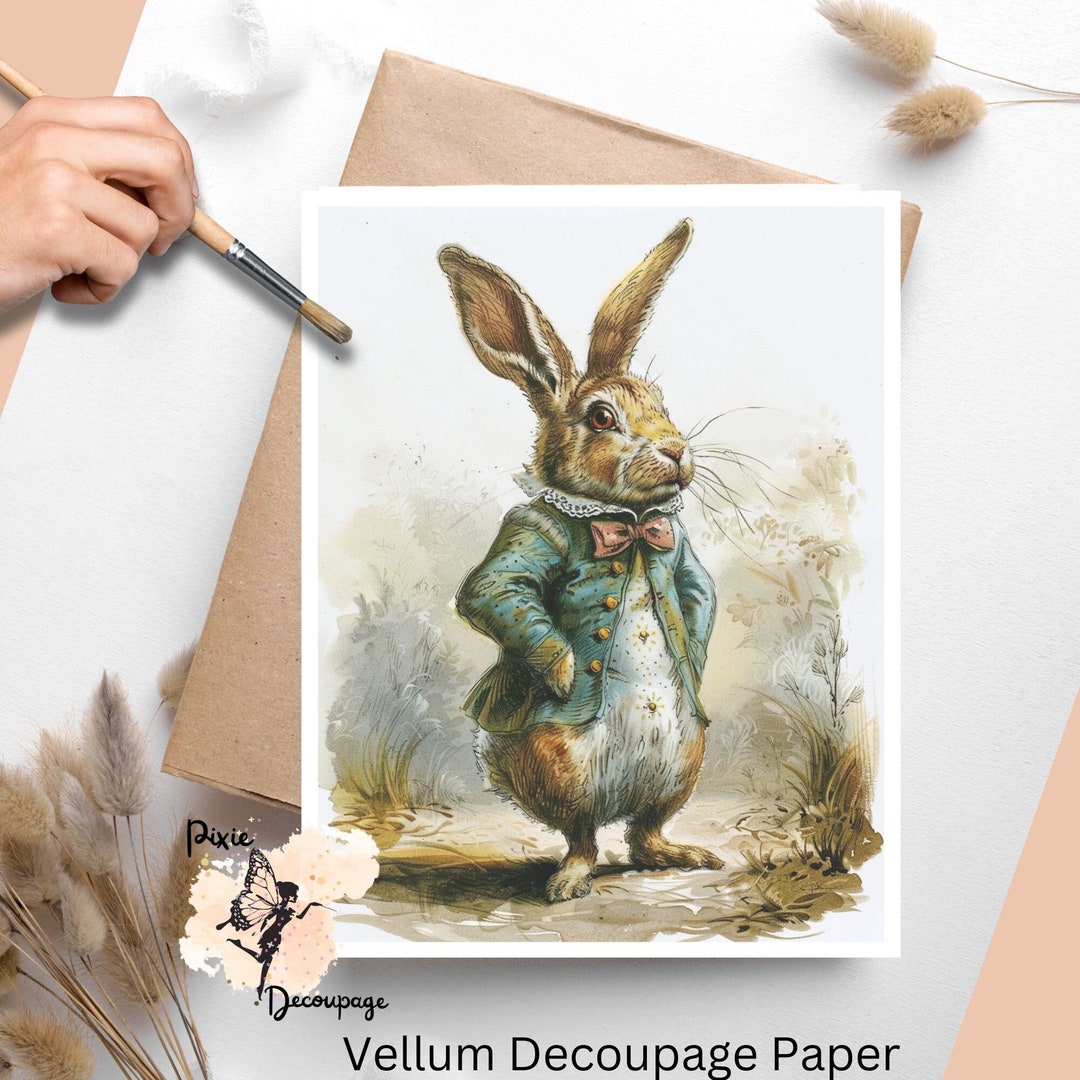 Storybook Rabbit 1 , One Sheet Decoupage Paper US Letter Size - Etsy