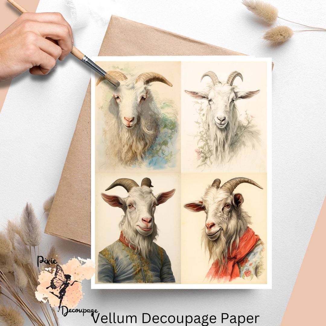 Vintage Goat Collage 2, Decoupage Paper US Letter Size, Shipped to You ...