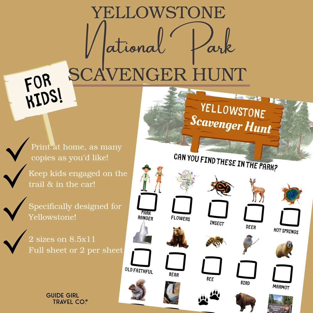 Scavenger Hunt for Kids | National Park Kid Scavenger Hunt |yellowstone ...