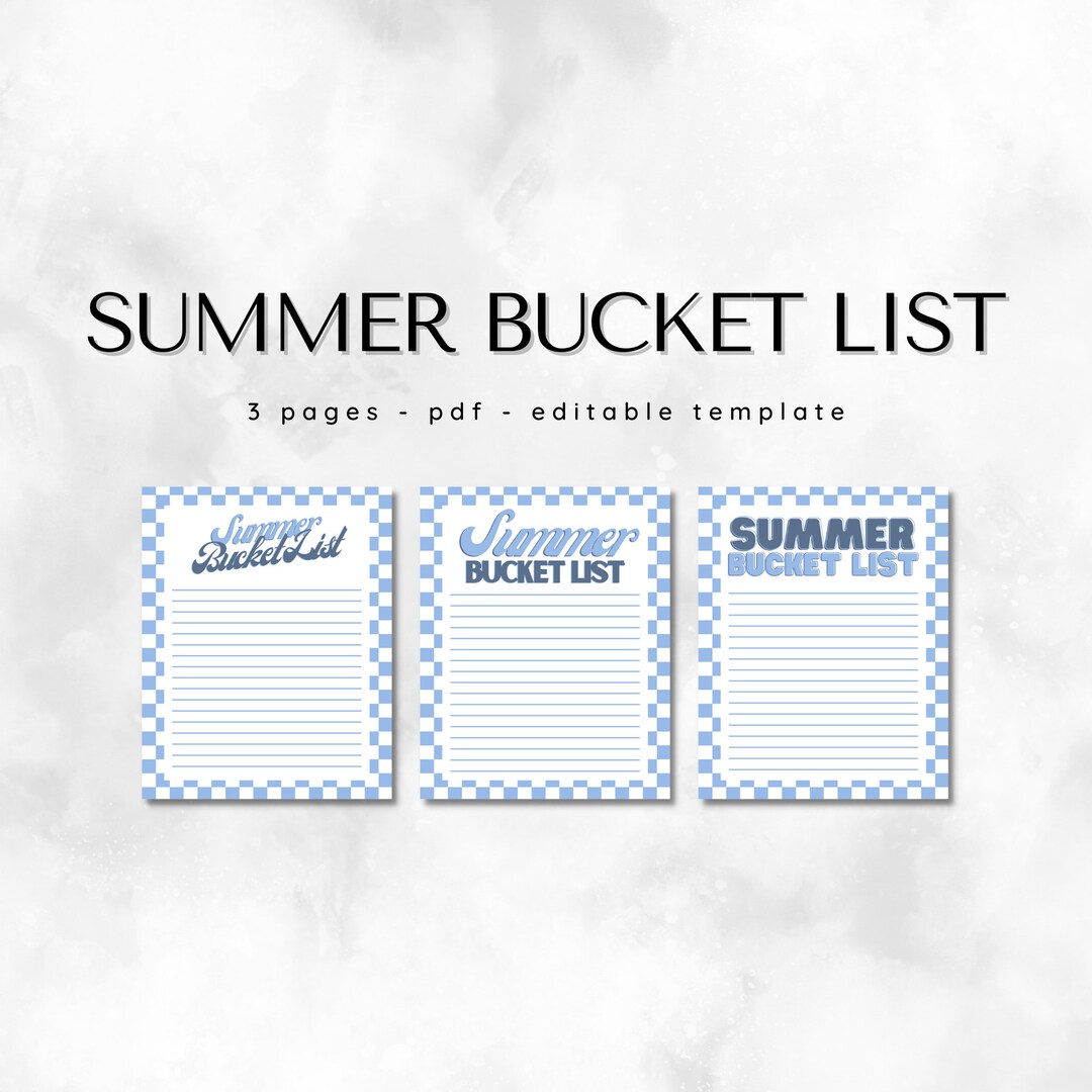 Summer Bucket List - Blue - Etsy