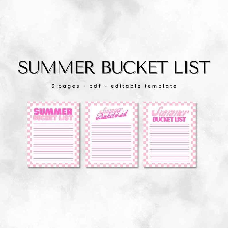 Summer Bucket List Pink - Etsy